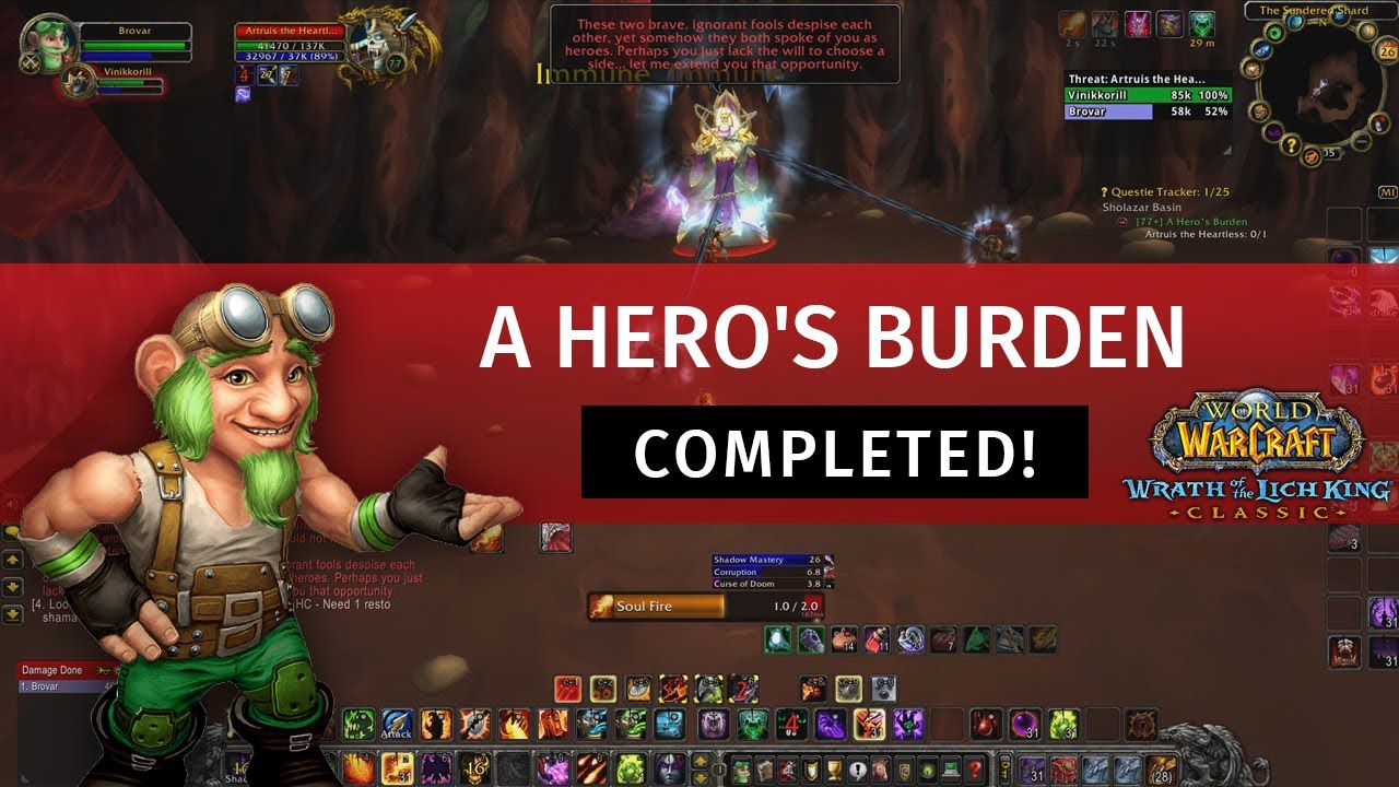 A Hero's Burden WotLK Classic Warlock Gnome Wrath of the Lich King ...