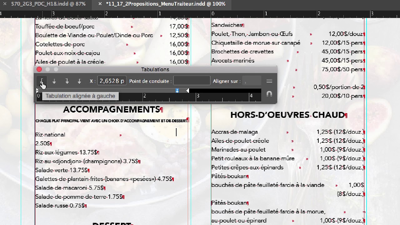 Paramétrer les tabulations dans InDesign - YouTube