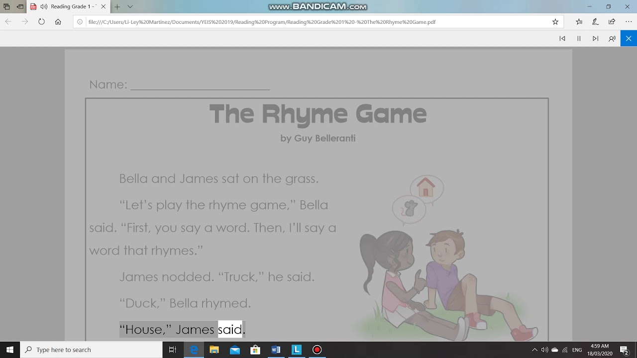 The Rhyme Game - Reading Enhancement Activity No. 1 - YouTube