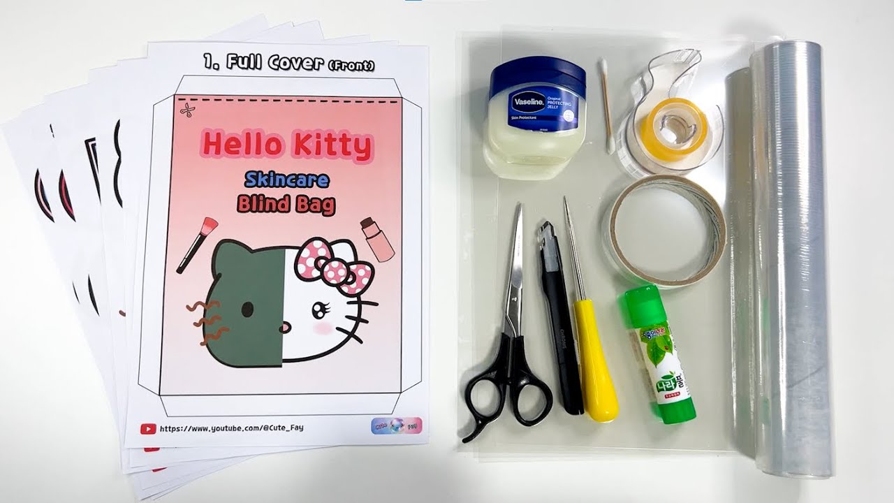 [Tutorial] How to Make Sanrio Kitty Baddies Skincare Blind Bag ASMR - YouTube