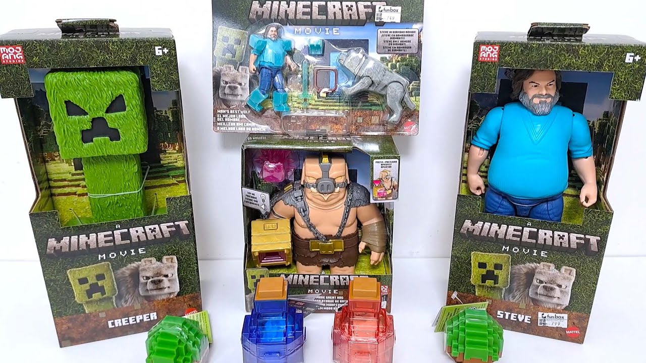 Unboxing Minecraft Movie Toys, ASMR, CREEPER, Denis The Wolf, Steve ...