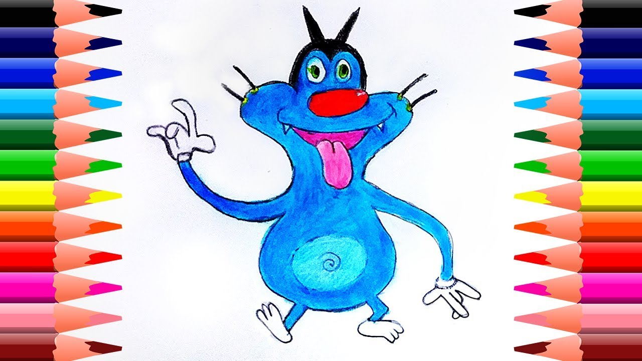 Oggy Coloring Page, Drawing Oggy, Learn Colors for Girls and Kids - YouTube