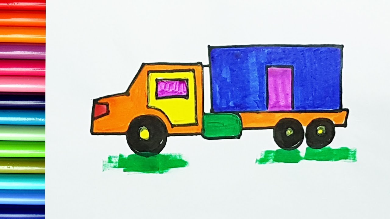 How to Draw a Delivery Truck | Drawing a Colorful Truck | Easy Way To ...