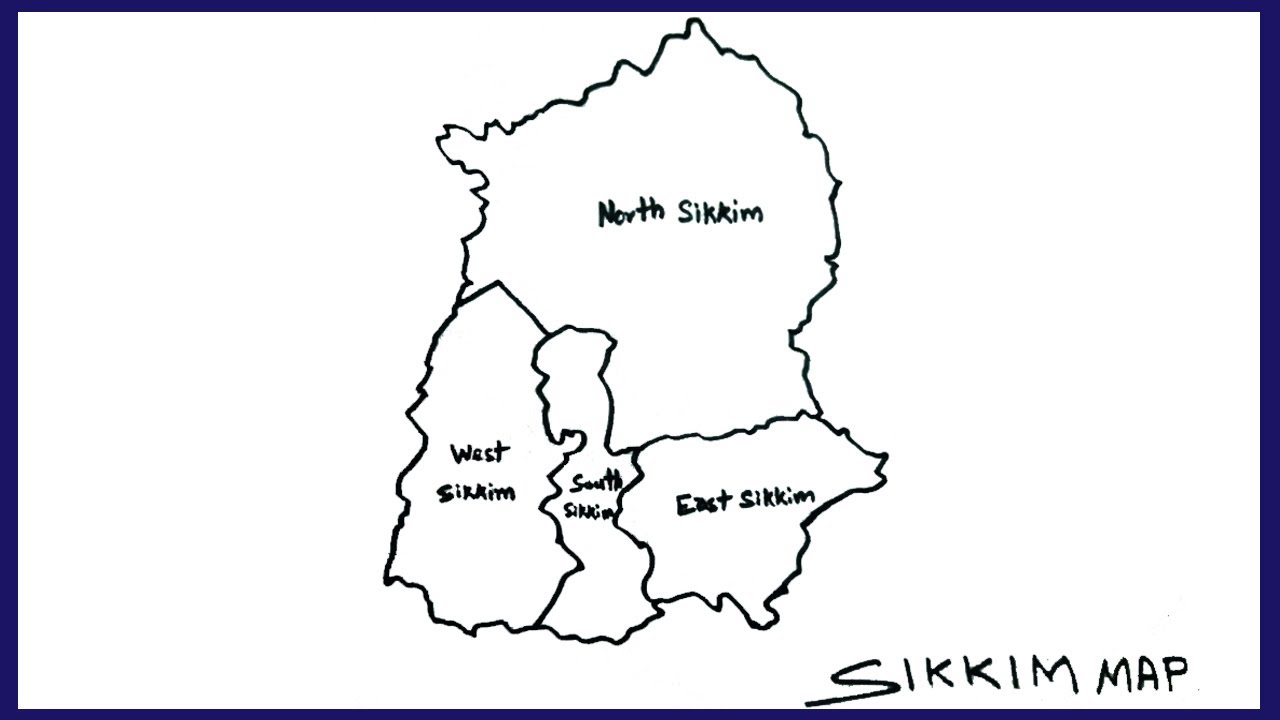 Sikkim: How to draw map of Sikkim || Sikkim map - YouTube