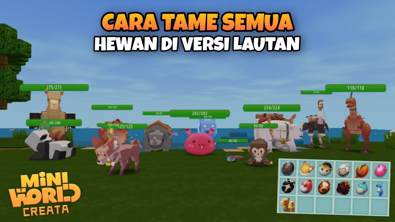 🦊Tutorial Tame Semua Hewan Di Versi Lautan Mini World - YouTube