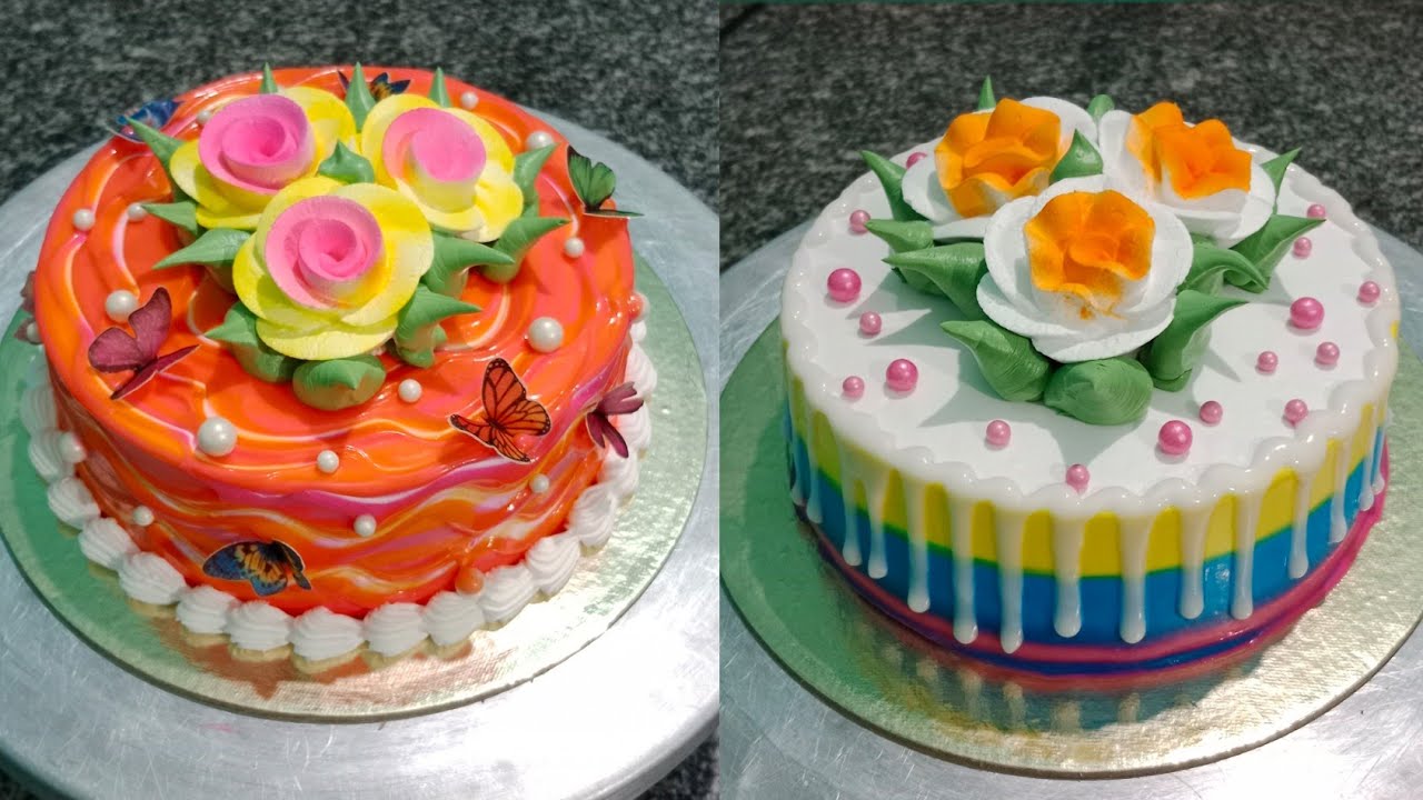 sample vanilla cake design baithday cake 🤗🥰 - YouTube