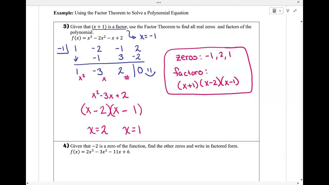 Zeros of Polynomials Functions 5.5 - YouTube