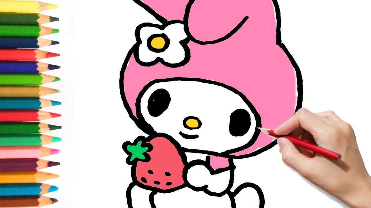 Easy... How to Draw Cute MY MELODY With Strawberry | Step by Step - YouTube