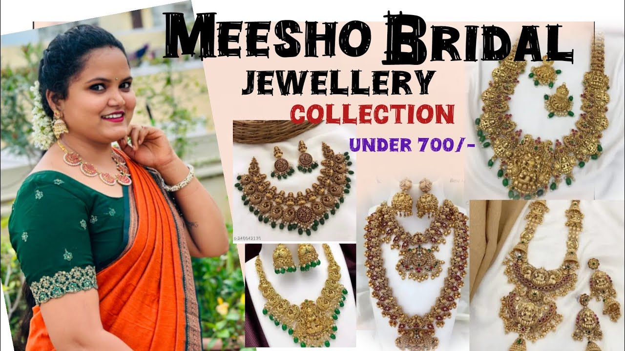 Top 5 Bridal jewellery collection from meesho||Under 700/-||gold bridal ...