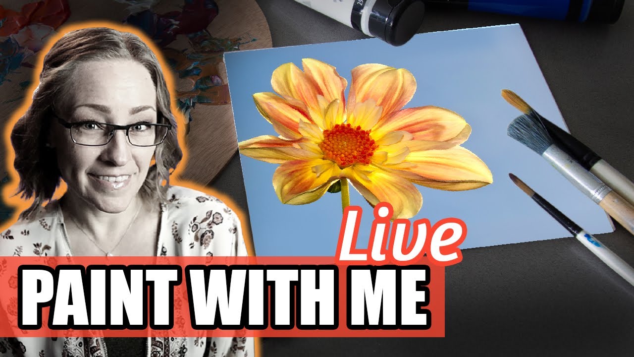 How to paint a yellow flower - Acrylic Painting Tutorial LIVE - YouTube