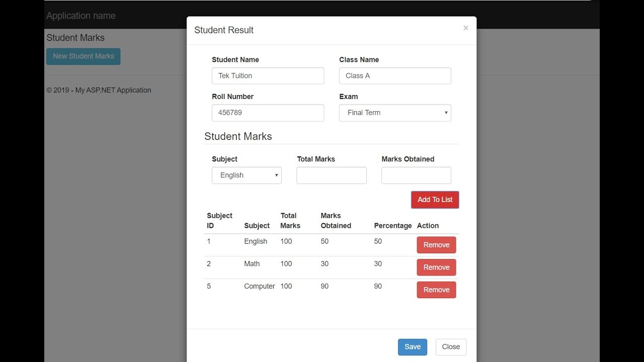 Student Exam Report Card in MVC Part 2 - YouTube