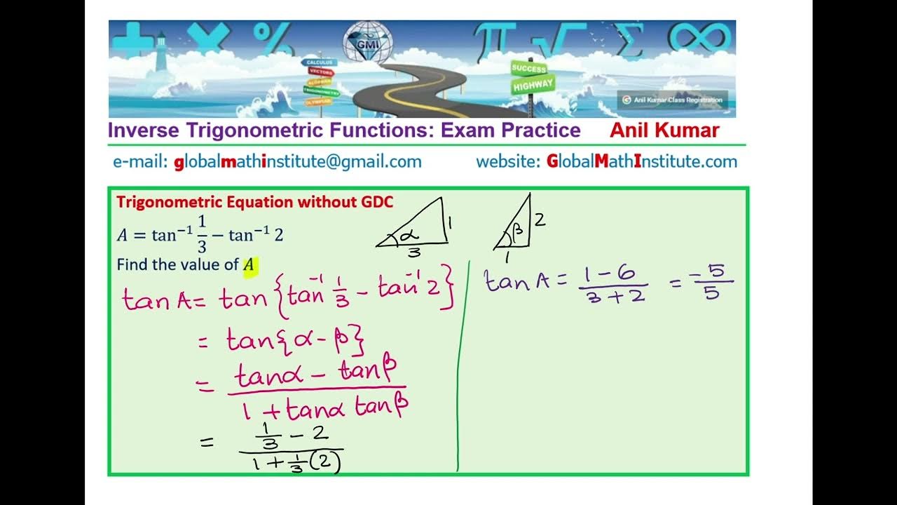 Equations Trigonometric Inverse Functions ITF Class 12 IIT JEE Aspirants - YouTube