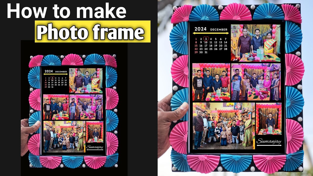 Photo frame making at home | Diy photo frame | cardboard craft frame ...