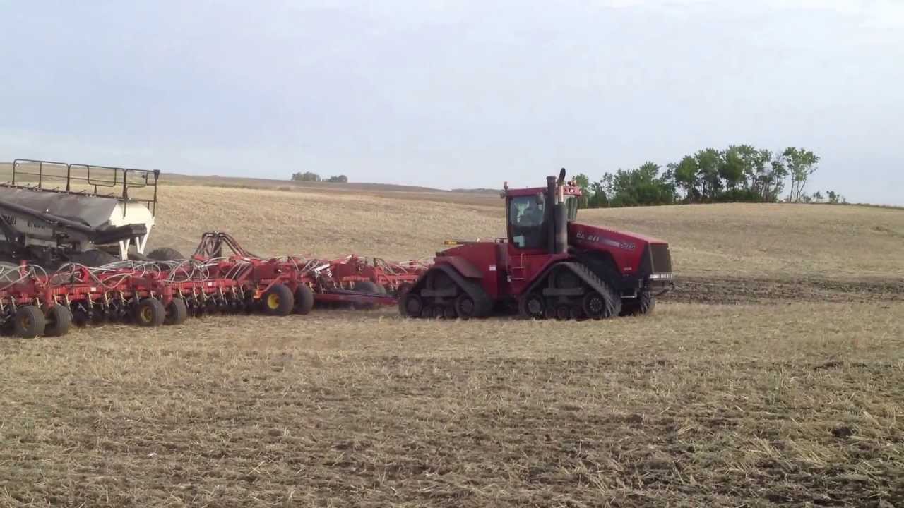 Case IH 535 Quadtrac 4wd tractor seeding with Bourgault 3320QHD ...