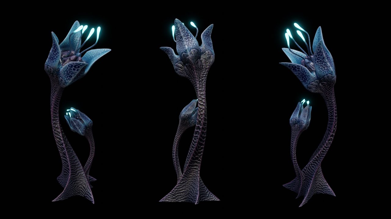 Alien Lily Flower Plant - 3D model - YouTube