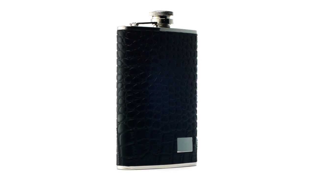 Visol VF1184 "Gator" Leather 8oz Groomsman Flask - YouTube