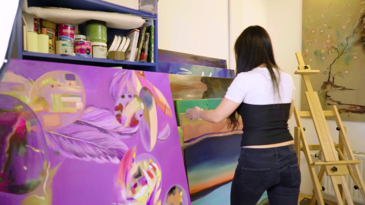 王韵的绘画工作室，Wang Yun,Studio， 1 Minuten Kunst - YouTube