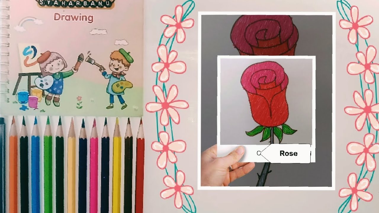 ROSES | how to draw a rose | drawing and coloring for children | cara ...