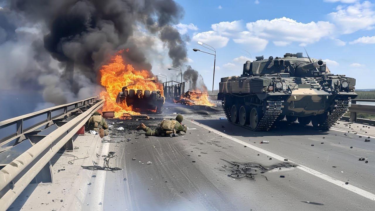 Scary Moment! The crew of a Russian T-72 Tank tries to escape from an ...