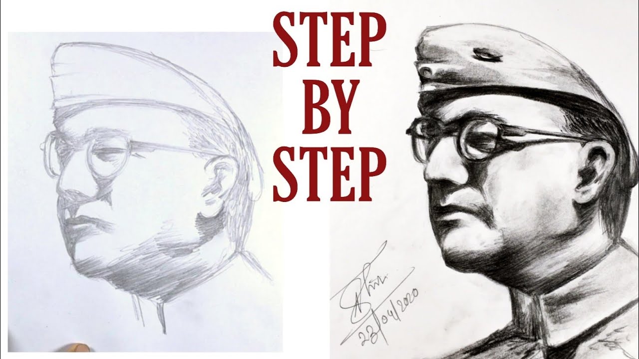 netaji subhas chandra bose drawing with pencil shade/15th august ...