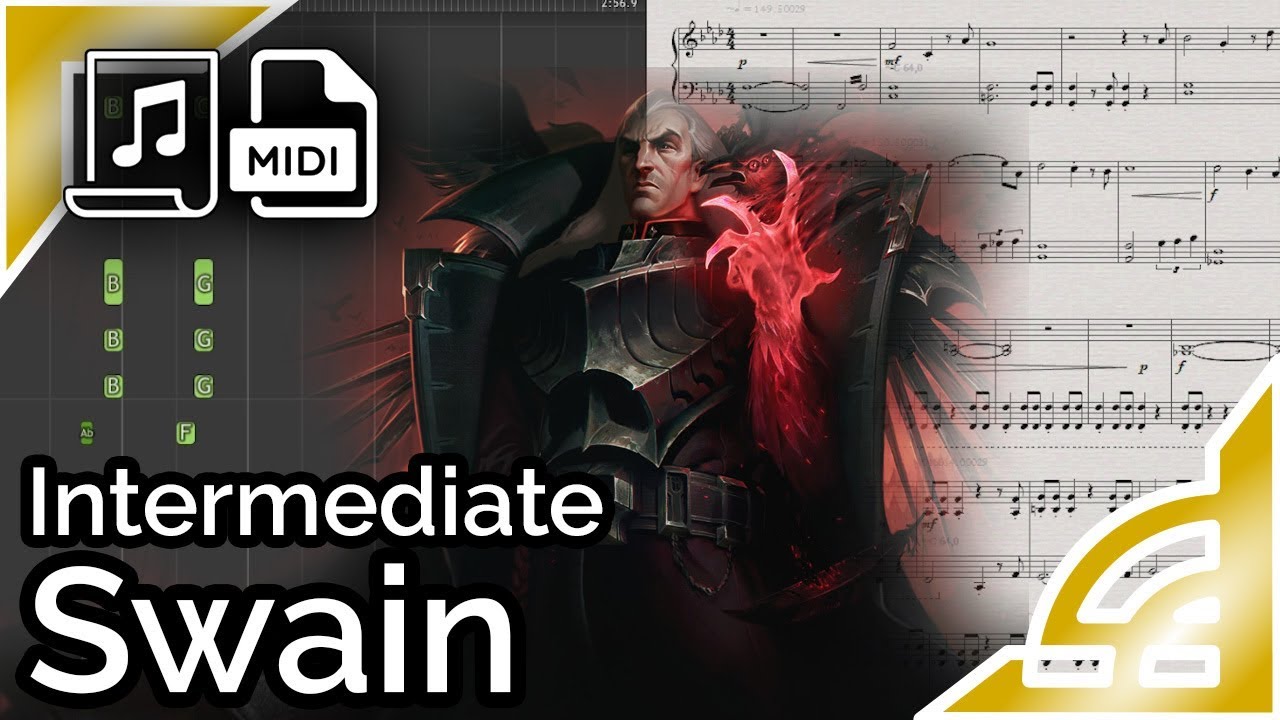 Swain login theme (simplified) - League of Legends (Synthesia Piano Tutorial) - YouTube
