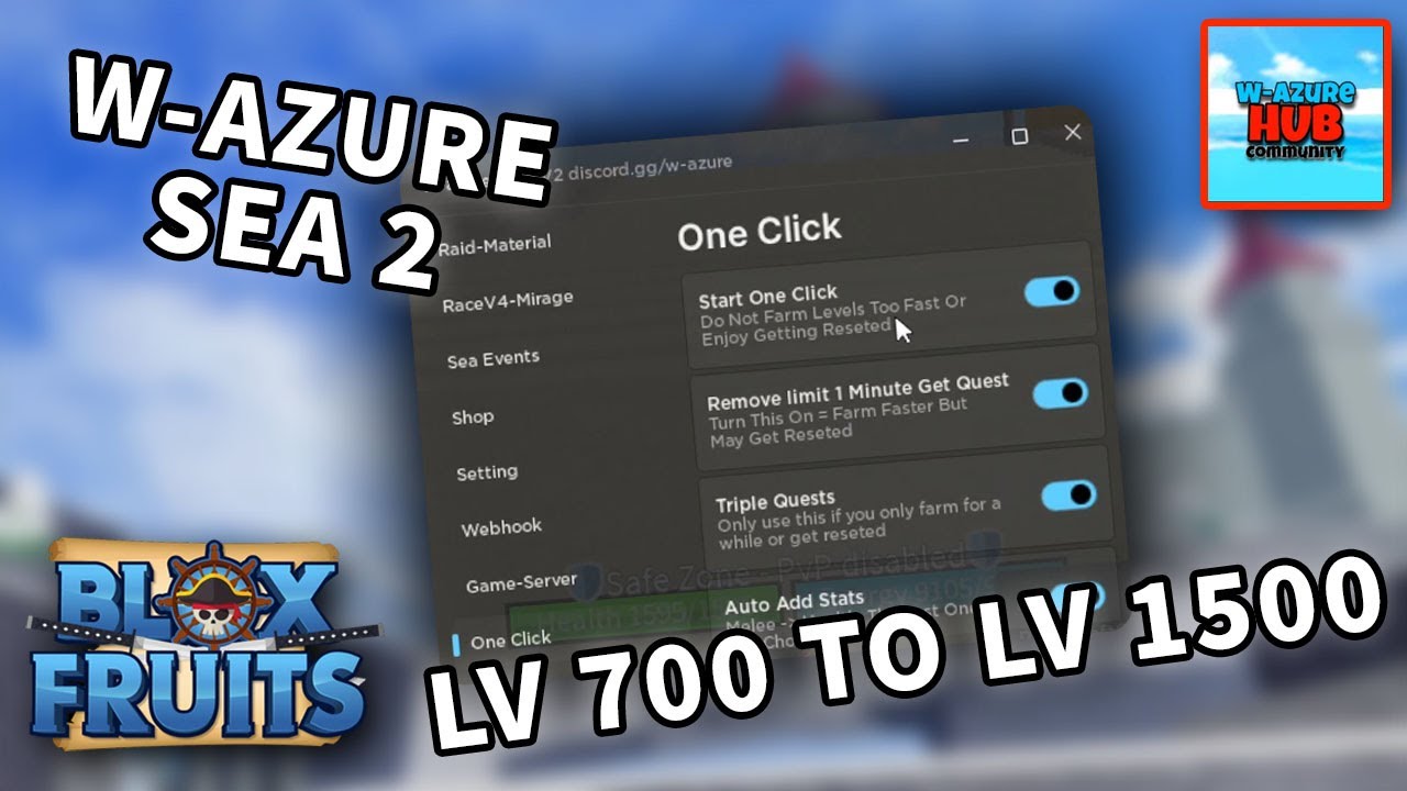 Blox Fruit Script [Free] | Lv 700 To 1500 - W-Azure Hub Showcase - YouTube
