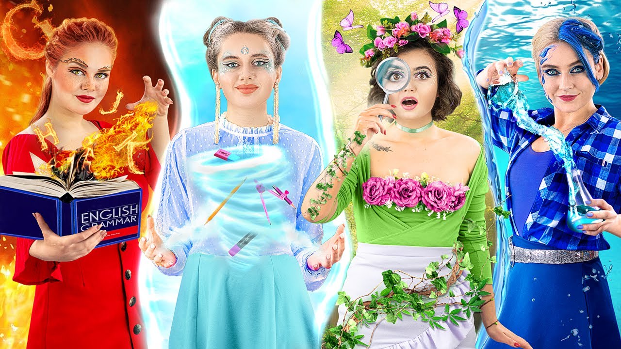 Chica Fuego, Chica Agua, Chica Aire y Chica Tierra / Cuatro Elementos ...