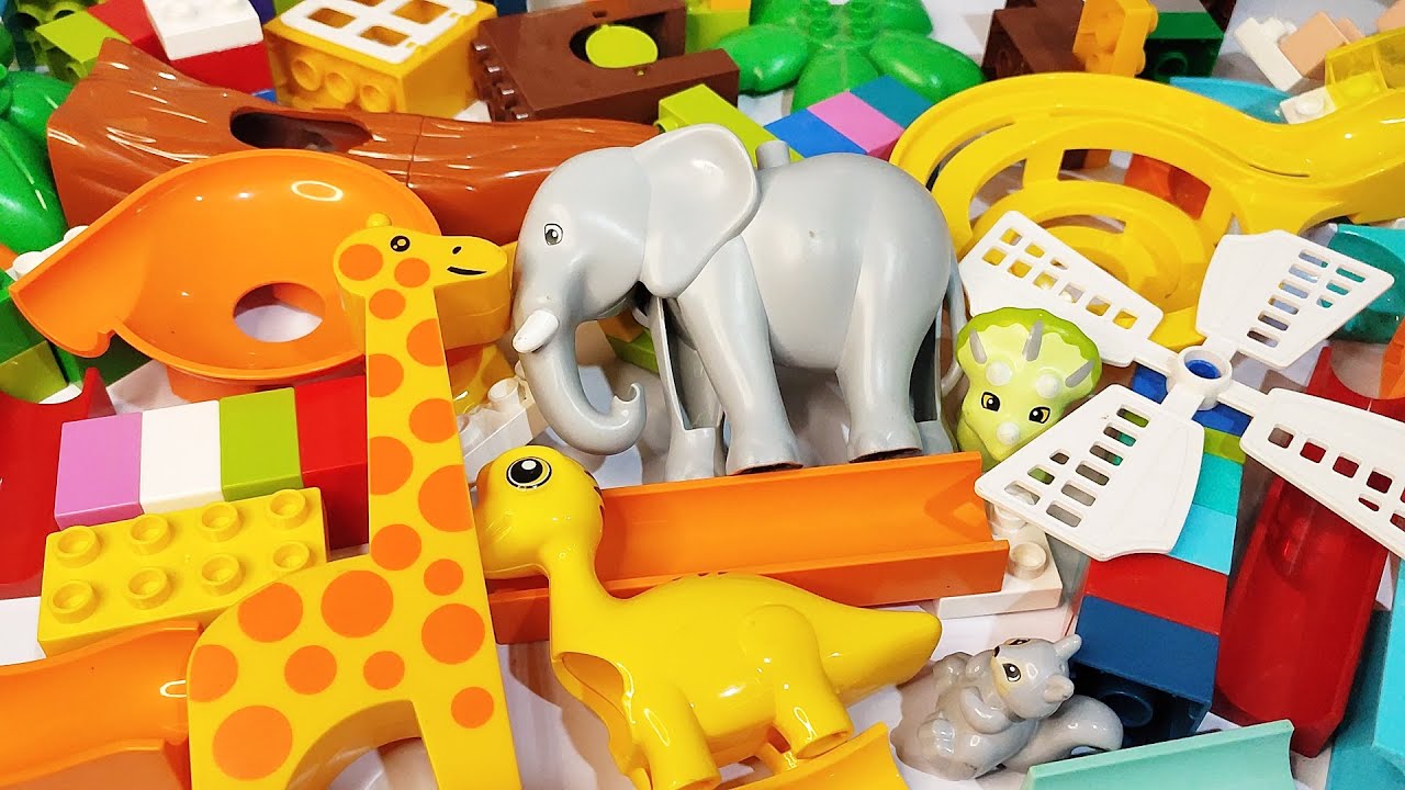 Satisfying Building Blocks ASMR Marble Run Block Coaster animals #1 ...