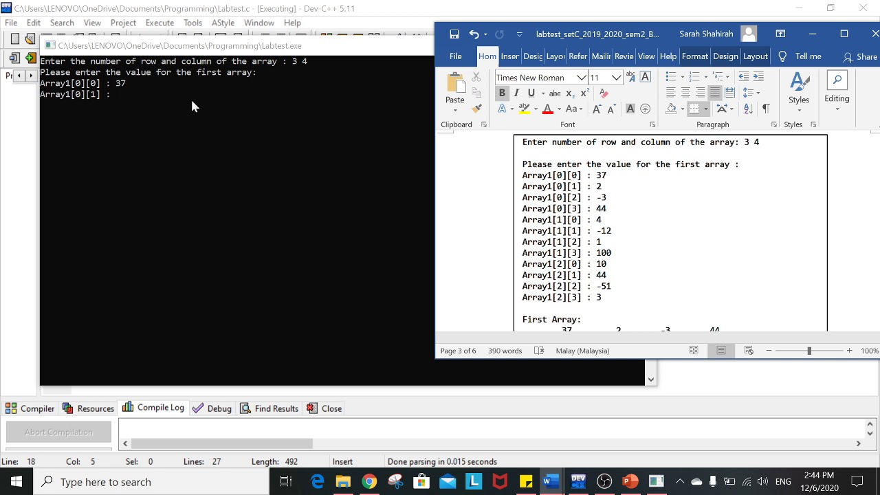 LAB TEST PROGRAMMING BY SARAH SHAHIRAH - YouTube