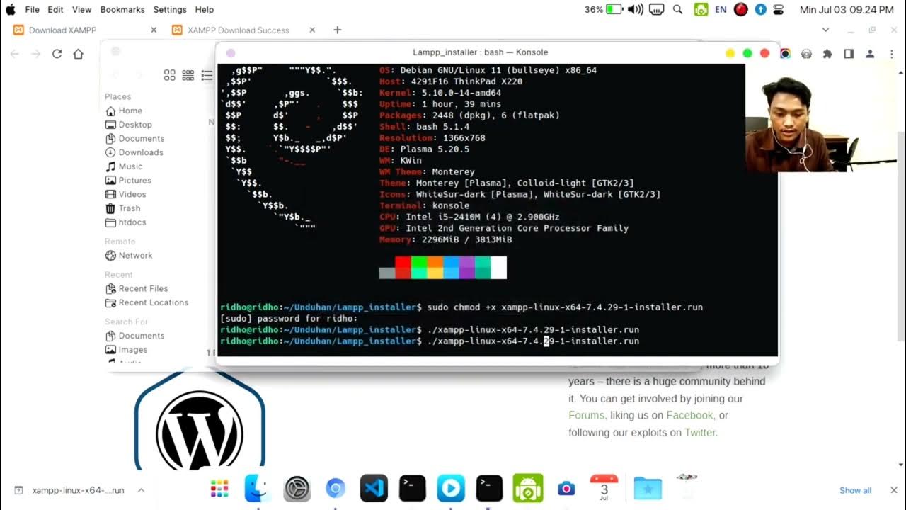 INSTALL LAMPP (XAMPP VERSI LINUX) (APACHE, MARIADB, PHP, PERL) - YouTube