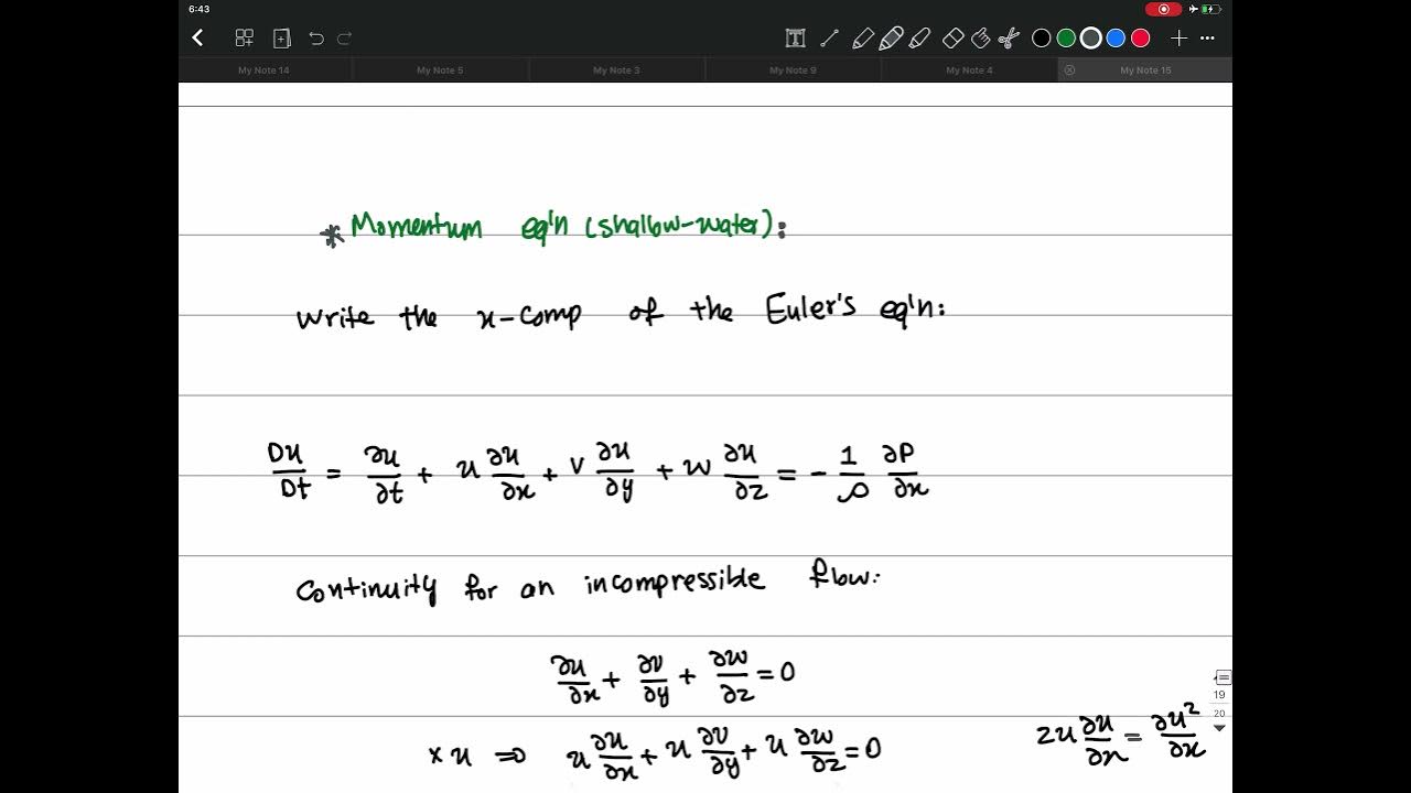 Lecture 9, Part 2 - Deriving Momentum Equation, Shallow Water Equations ...