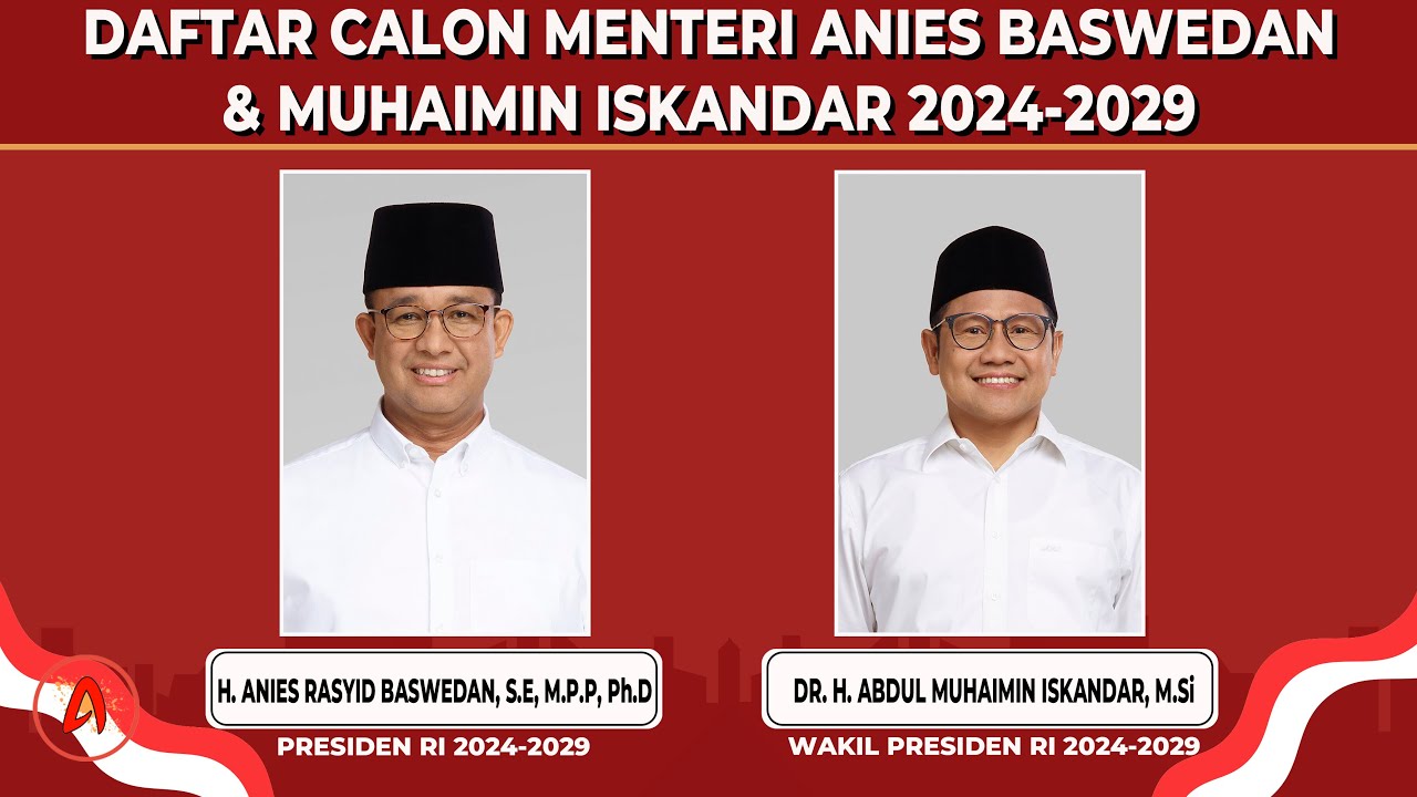 DAFTAR CALON MENTERI PRESIDEN ANIES BASWEDAN DAN WAKIL PRESIDEN ...