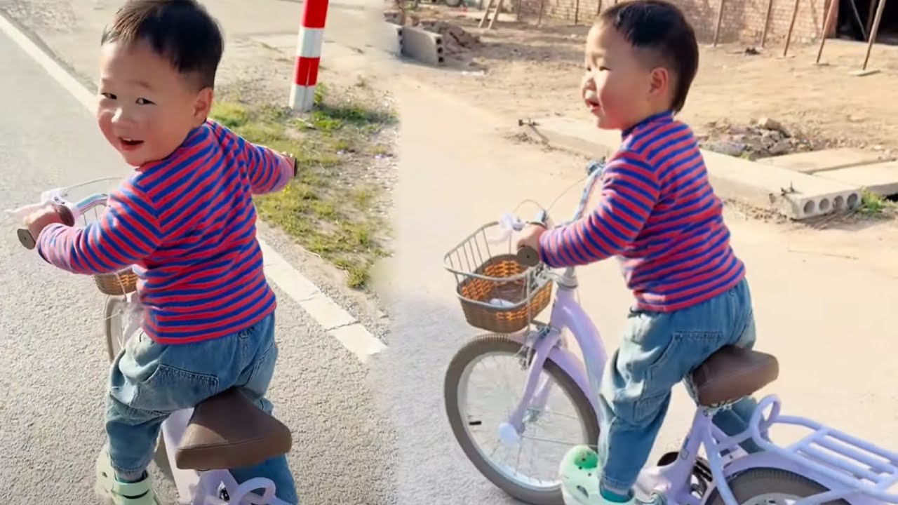 My 2-Year-Old Baby Can Ride A Bicycle Now,So happy#funny twins#cute ...