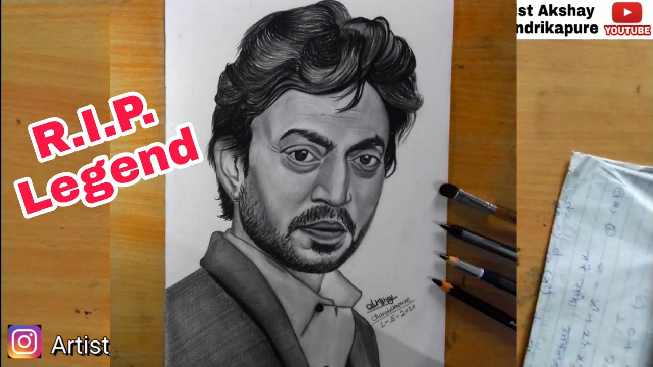 Irfan khan drawing | R.I.P Legend irfan khan drawing step by step - YouTube