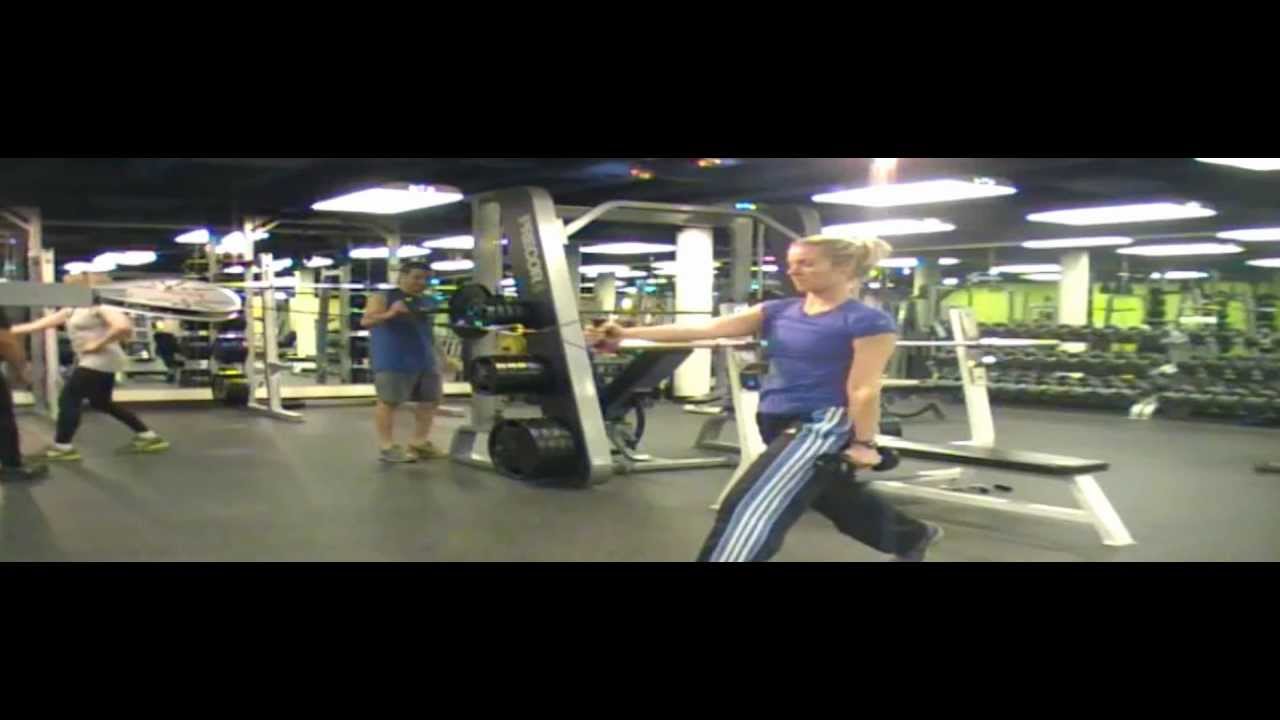 Contralateral lunge cable row shoulder press - YouTube