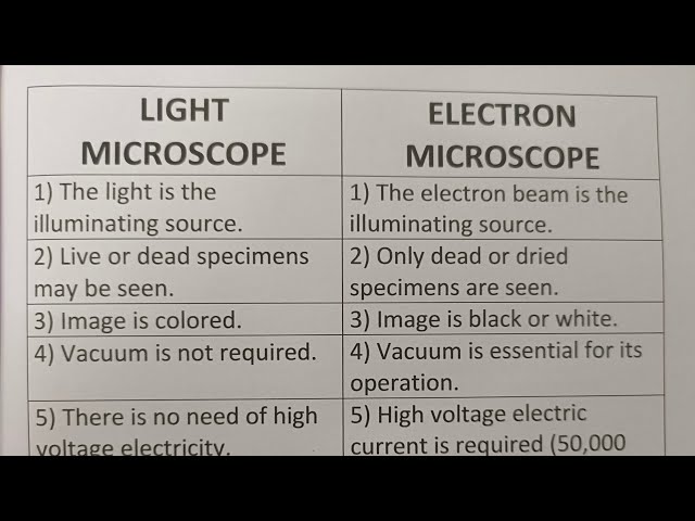 What Are The 3 Main Differences Between Light And Electron Microscopes ... What Are The 3 Main Differences Between Light And Electron Microscopes ...