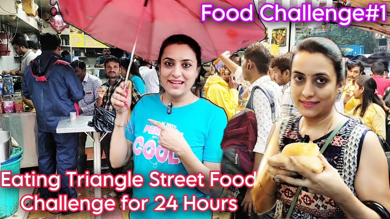 Eating Triangle shaped Food 24 hours Street Food Challenge | Mumbai ...
