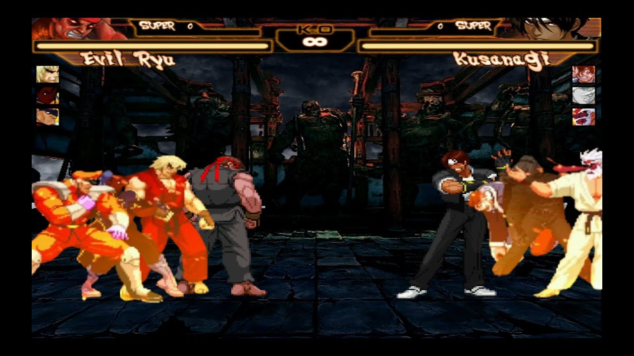 Evil Ryu Evil ken Shadow Lady F Bison Vs kusanagi Orochi Iori Dark Ash ...