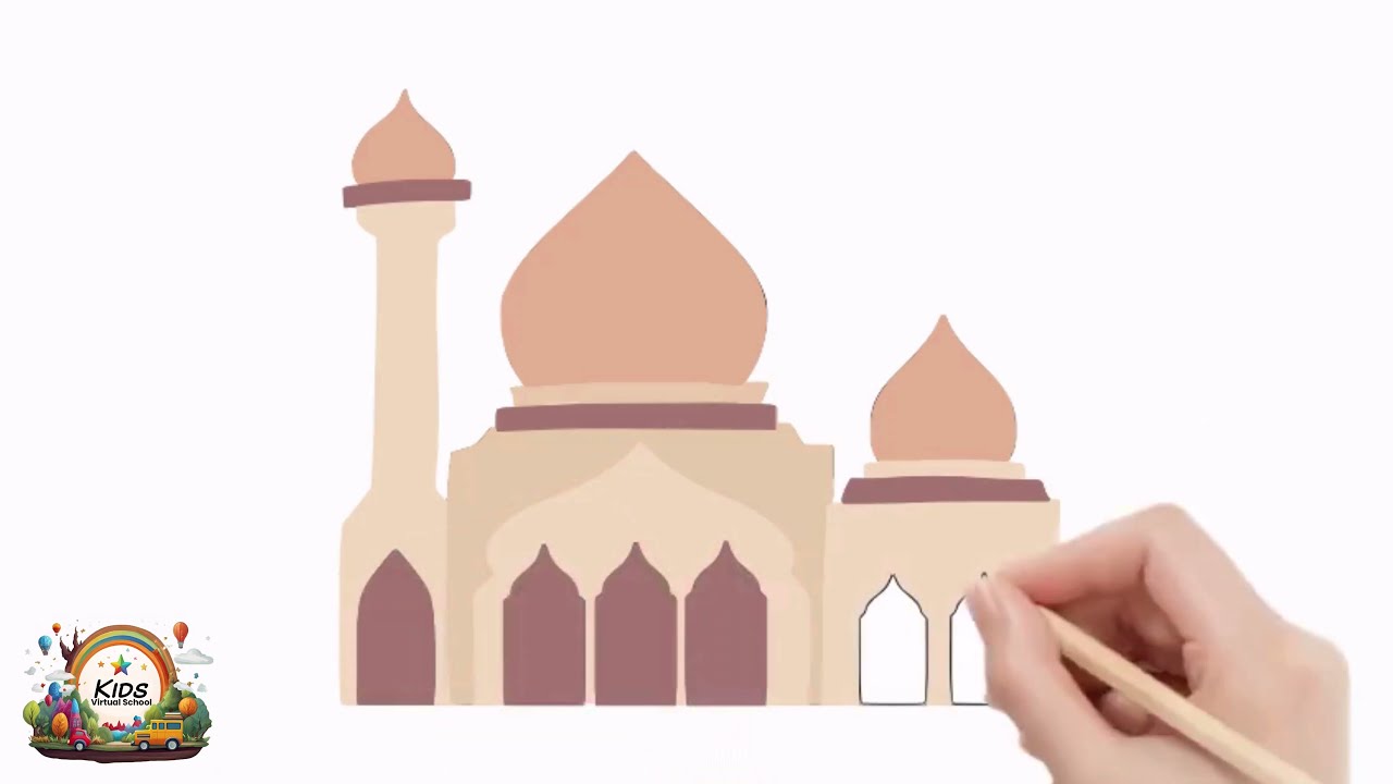 Kids Mosque Drawing, Painting, and Coloring for Kids & Toddlers | Easy ...