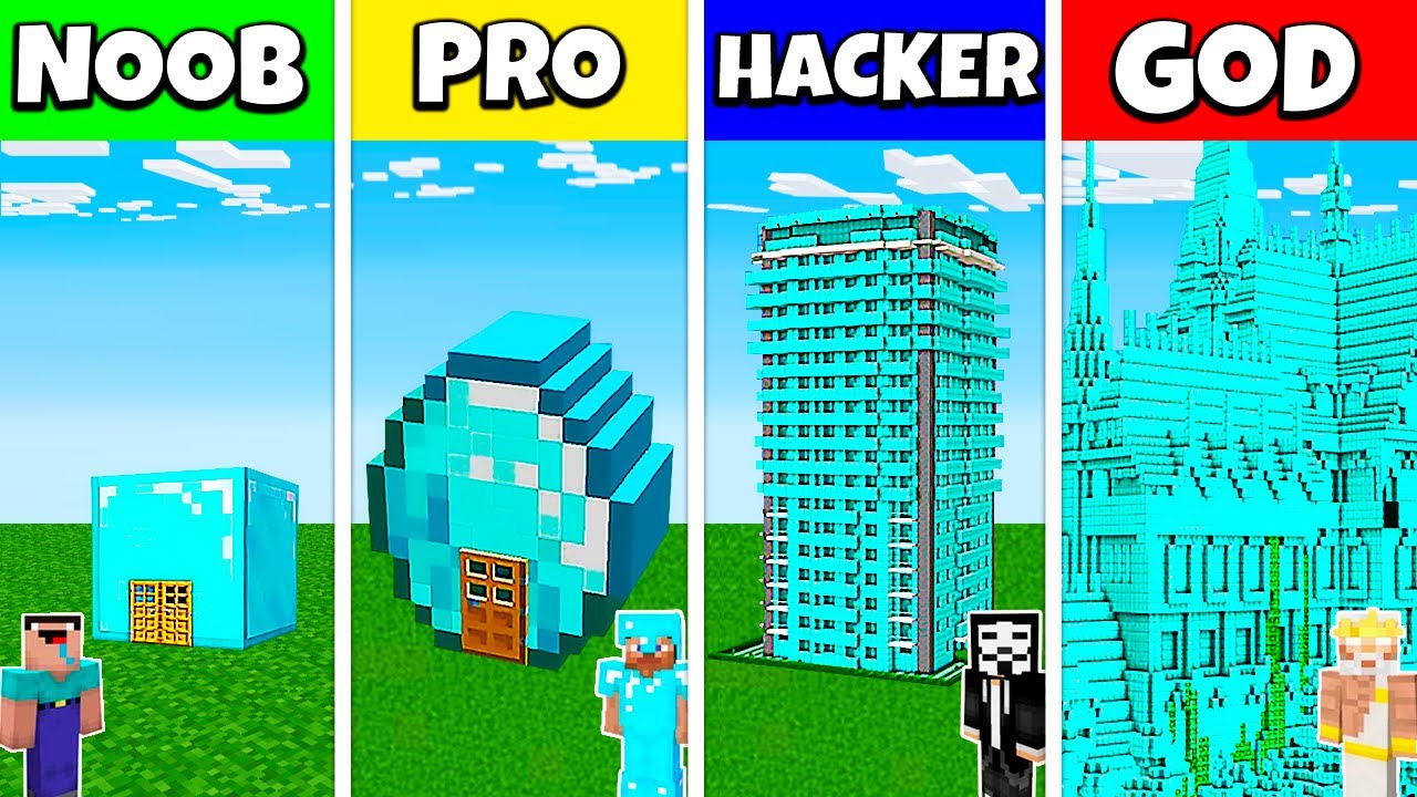 Minecraft Battle: NOOB vs PRO vs HACKER vs GOD: DIAMOND BLOCK HOUSE ...