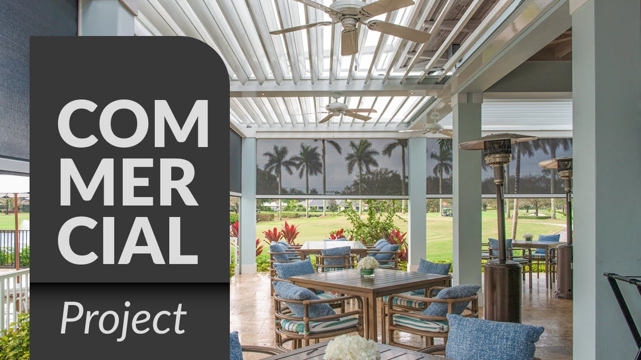 Clubhouse Dining with Louvered Pergola & Screens | Golf Course Views ...
