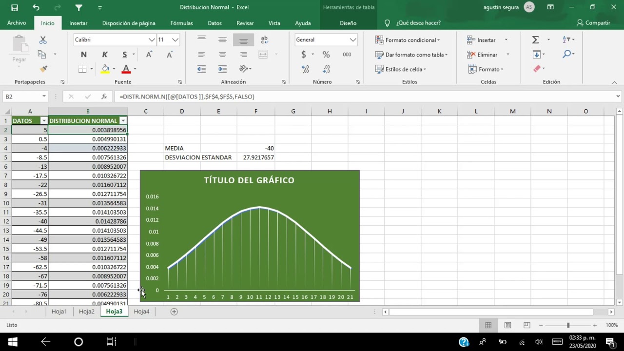 DISTRIBUCIÓN NORMAL POR MEDIO DE EXCEL. - YouTube
