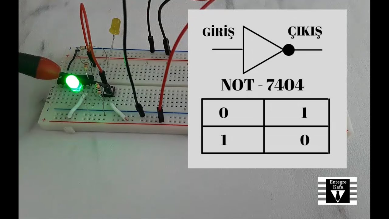 7404 NOT KAPISI NEDİR? 7404 NOT GATE İLE DEVRE NASIL KURULUR? - YouTube