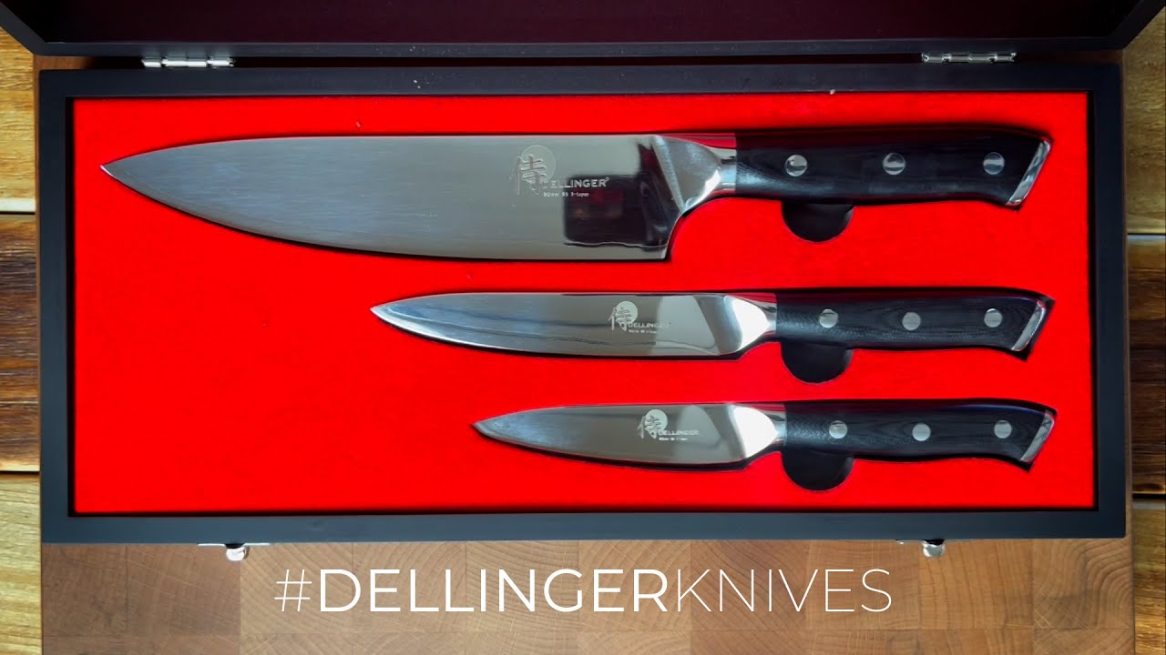 (HDA10) 🔥 SADA 3 NOŽŮ DELLINGER MIRROR SS 3-LAYERS (DÁRKOVÝ DŘEVĚNÝ BOX) - YouTube