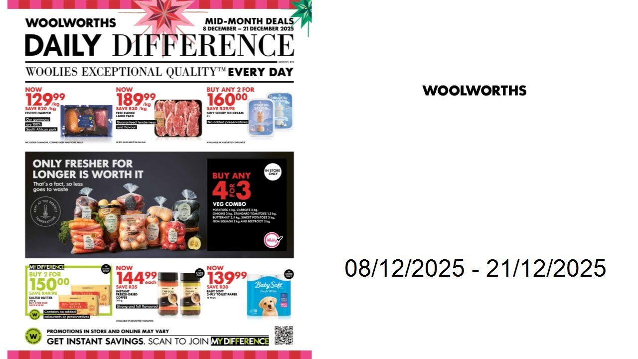 Woolworths specials - Daily Difference - 08/12/2025 - 21/12/2025 - YouTube