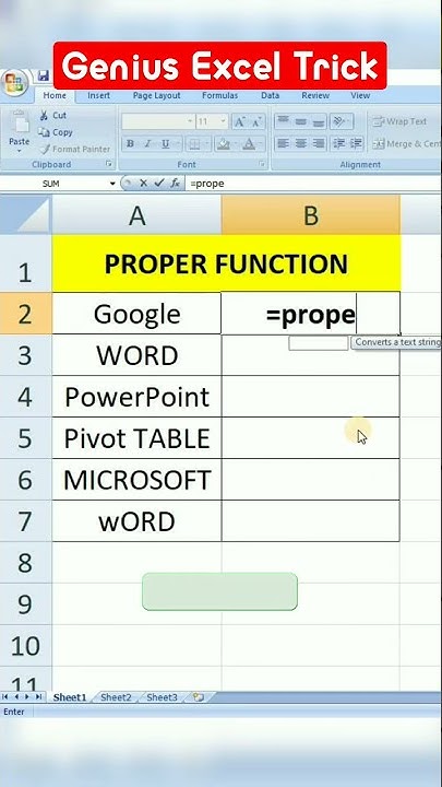 Proper Function In Excel 🔥🔥ms Excel Advance Tips Part 35 🔥🔥 Excel Shorts Ytshorts
