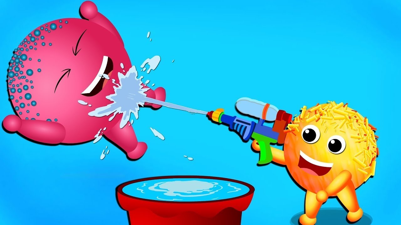 Mega Cake Pop Playing with Water Gun - YouTube