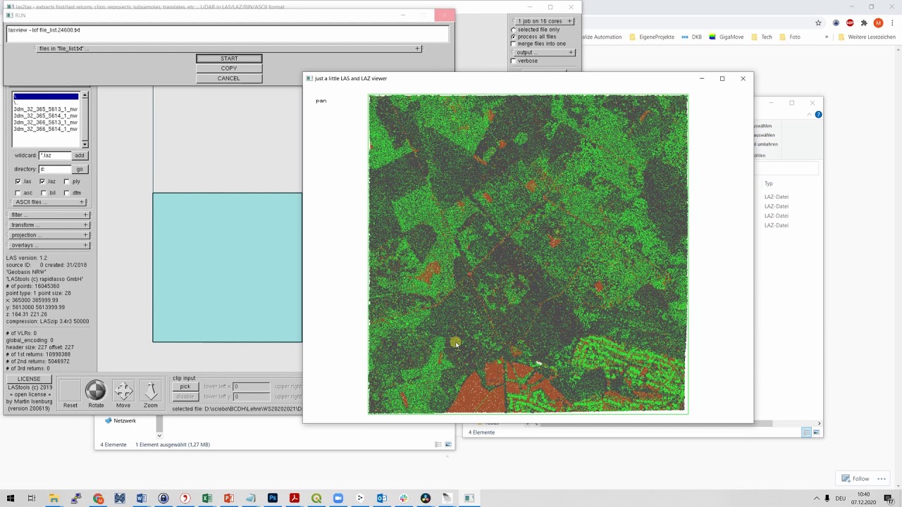 LiDAR 2 - Verarbeiten der Rohdaten in Lastools - YouTube