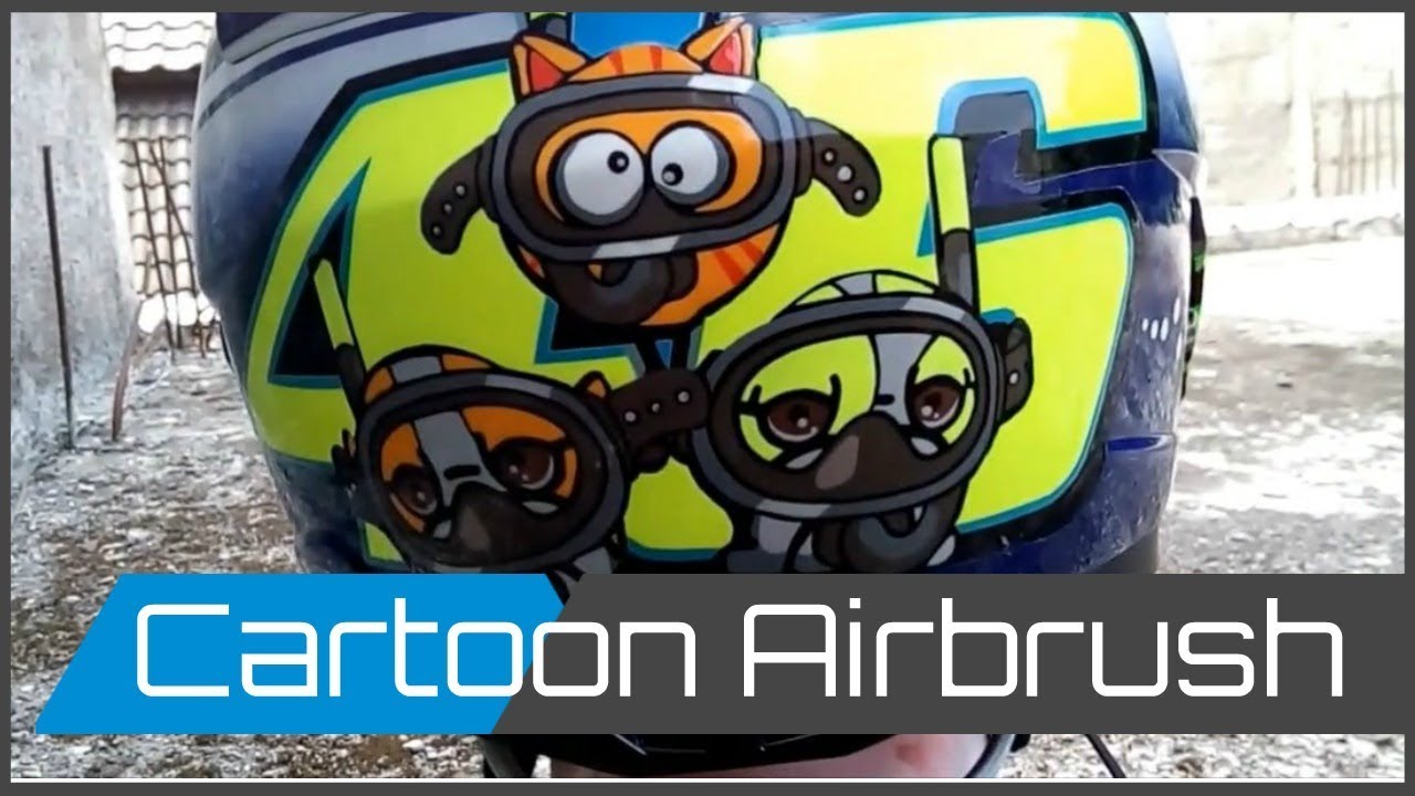 How to Paint Cartoon Airbrush On a Helmet - YouTube
