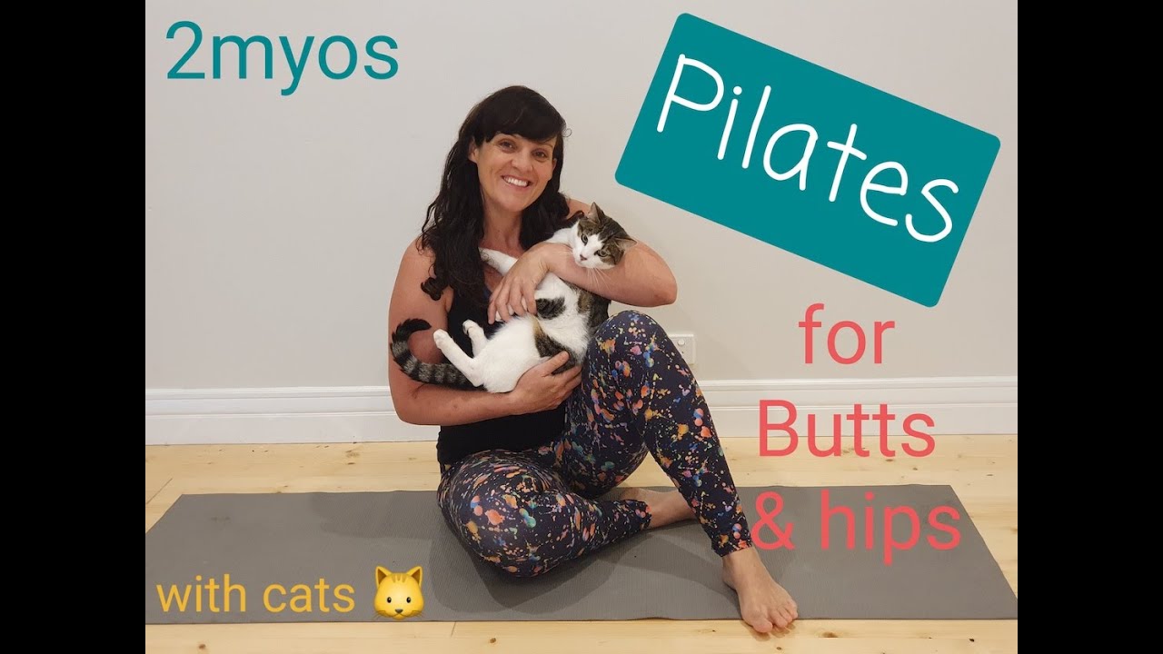 Pilates workout for Butts and Hips with cats- all levels - YouTube